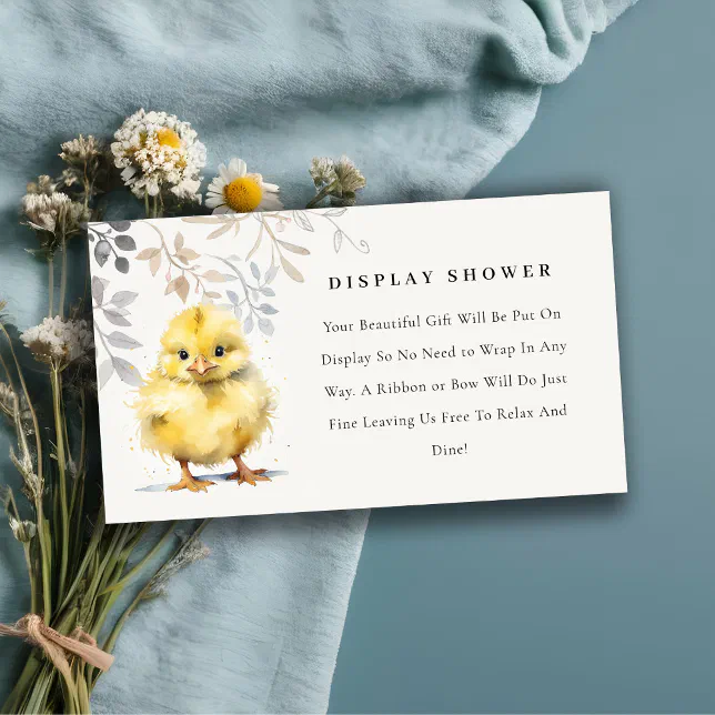 Cute Farm Chick Floral Display Shower Baby Shower Enclosure Card | Zazzle