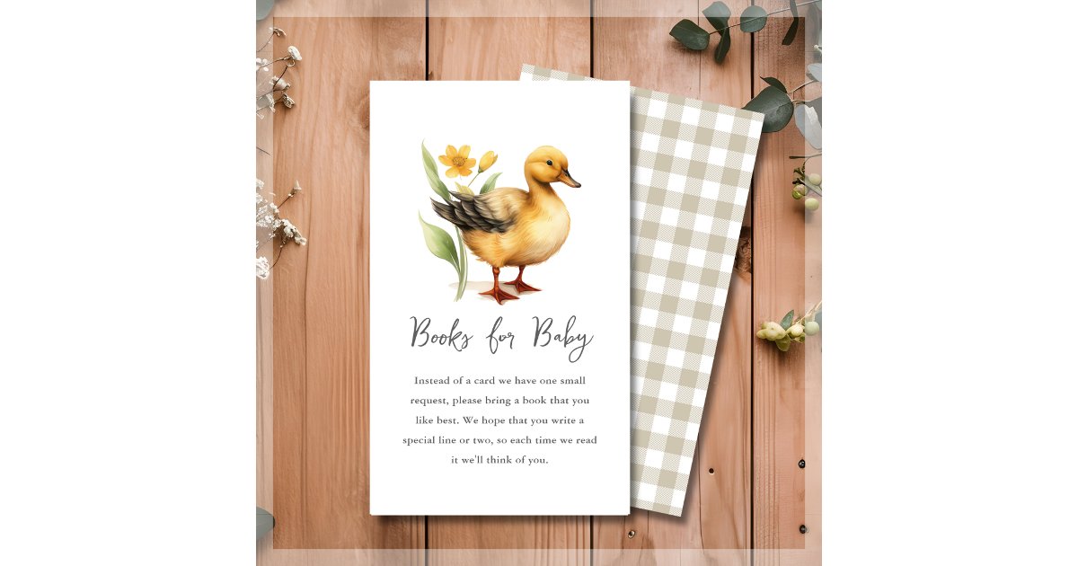 Cute Farm Duck Book Request Baby Shower Enclosure Card | Zazzle
