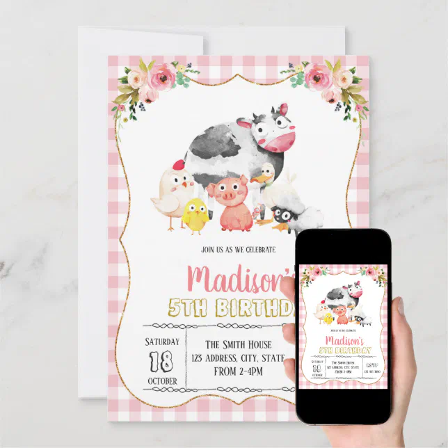Cute farm girl party invitation | Zazzle