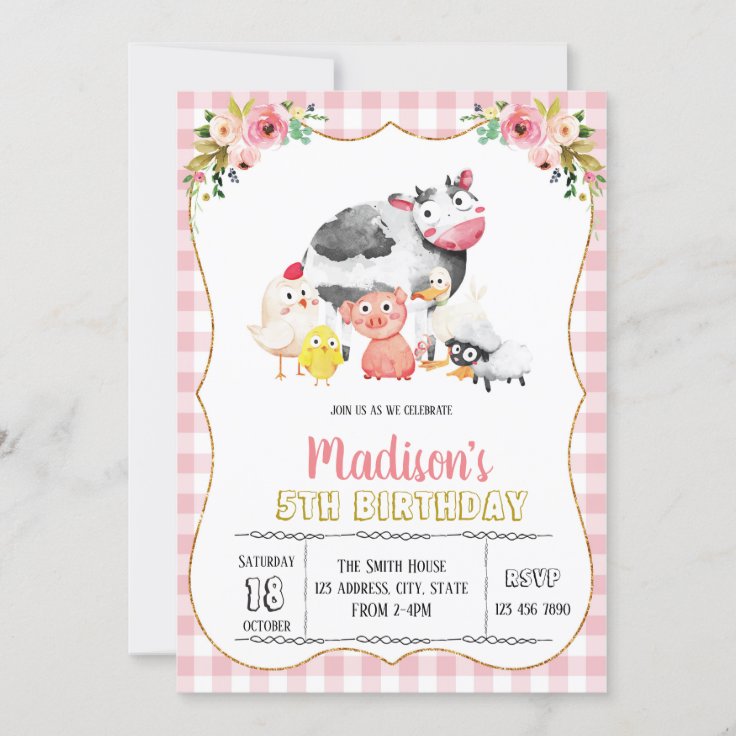 Cute farm girl party invitation | Zazzle