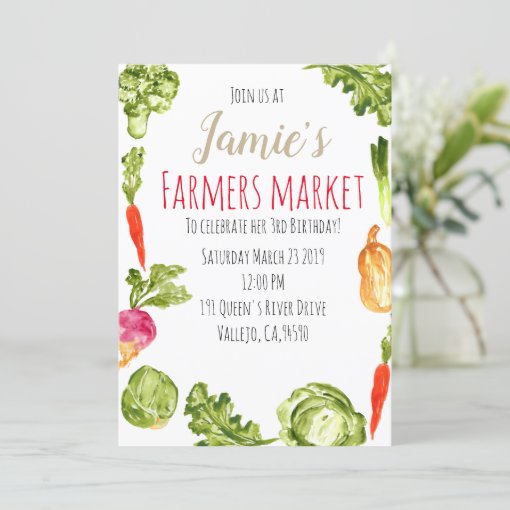 Cute farmers market birthday party invitation | Zazzle