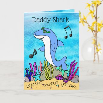 Cute Fathers Day Daddy Shark Card | Zazzle