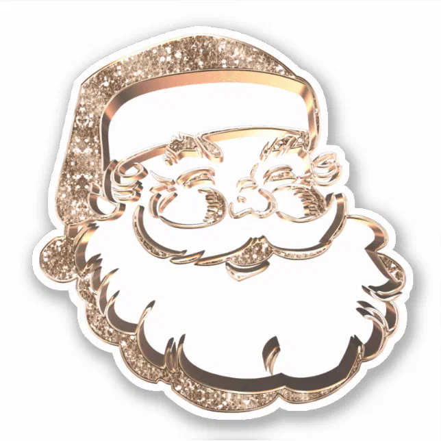 Cute Faux Gold Santa Claus Portrait Christmas Sticker | Zazzle