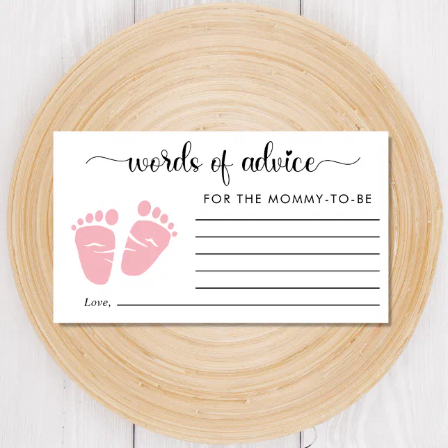 Cute Feet Baby Girl Shower Words of Advice Enclosure Card | Zazzle
