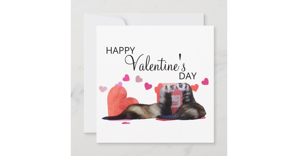 Cute Ferret Valentine's Day Heart Love Holiday Card | Zazzle