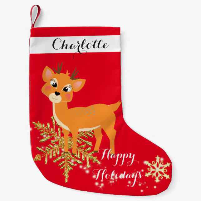 Cute Festive Baby Reindeer Small Christmas Stocking | Zazzle