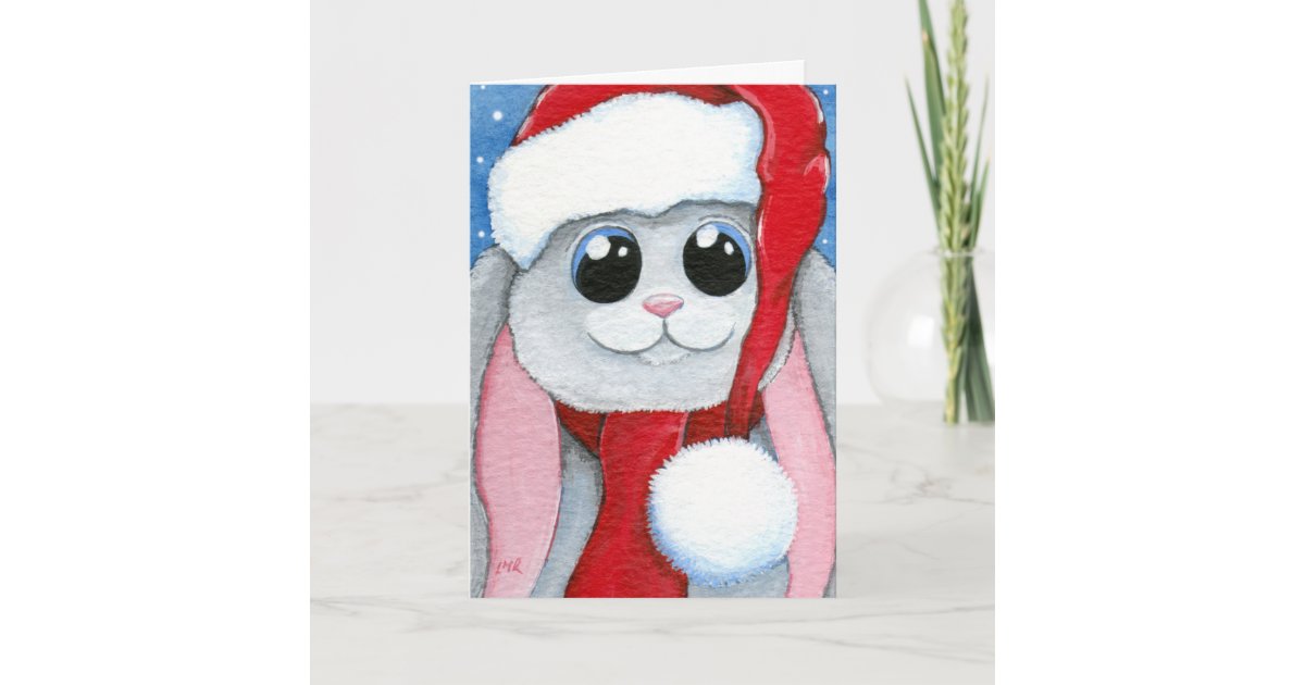 Cute Festive Bunny Rabbit Christmas Card | Zazzle
