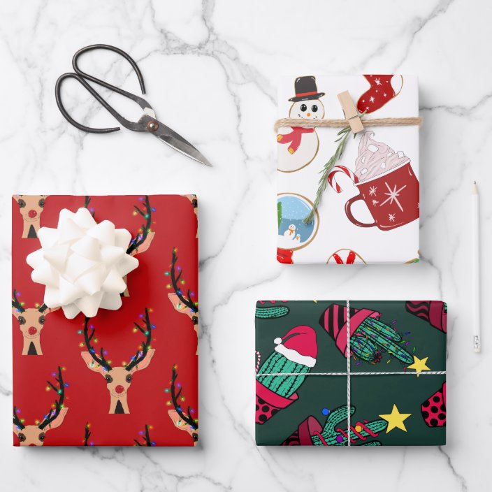 Cute Festive Christmas Character Illustration Pack Wrapping Paper ...