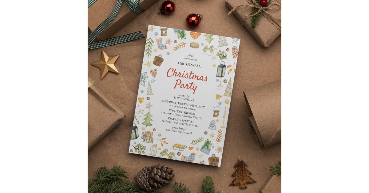 Cute Festive Christmas Party Invitation | Zazzle
