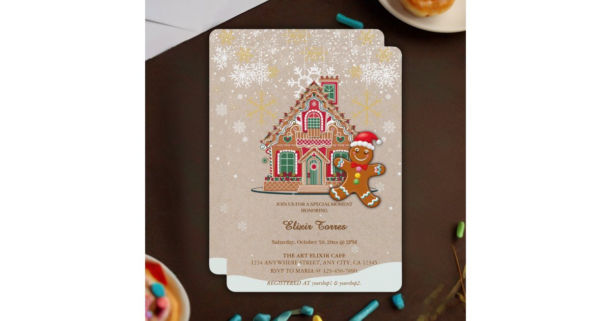 Cute Festive Gingerbread House Baby Shower Invitation | Zazzle