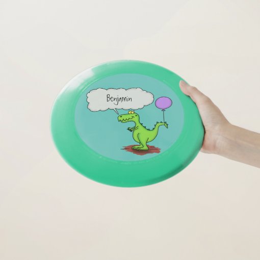 Cute fire breathing green funny dragon cartoon Wham-O frisbee | Zazzle