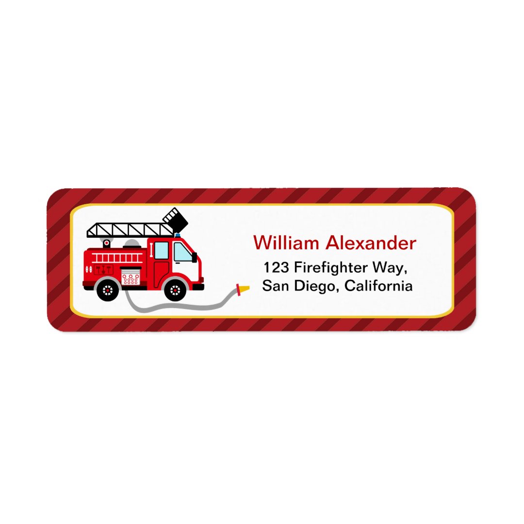 Cute Firefighter Return Address Labels | Zazzle