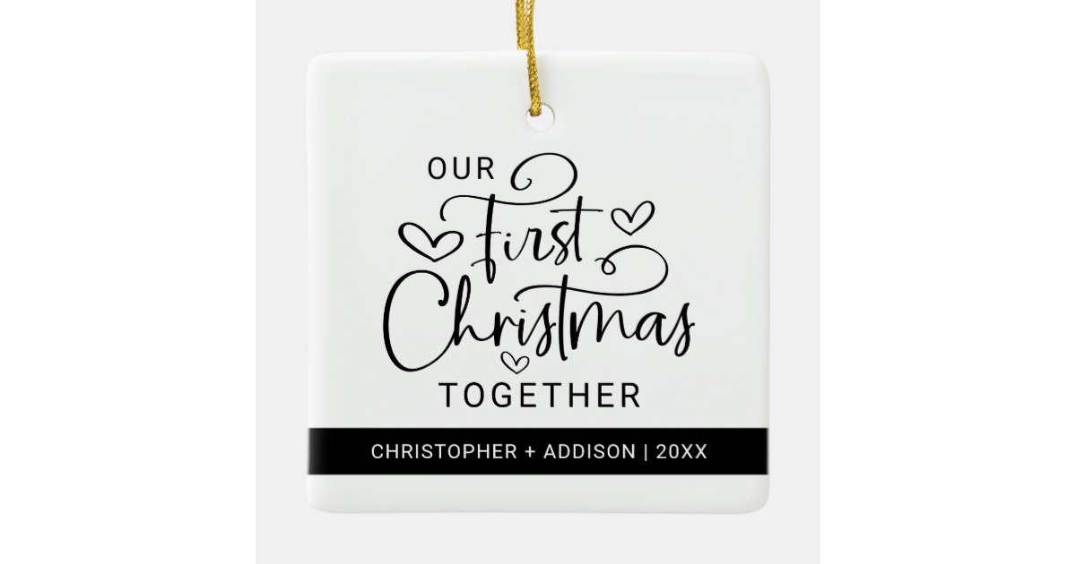 Cute First Christmas Together Photo Christmas Ceramic Ornament | Zazzle