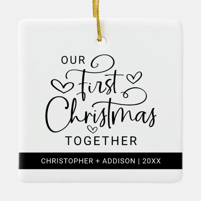 Cute First Christmas Together Photo Christmas Ceramic Ornament | Zazzle