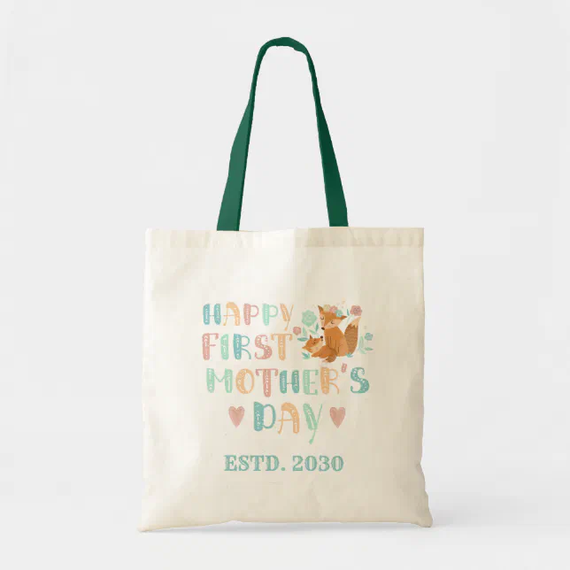 Cute First Mothers Day Boho Typography Personalize Tote Bag | Zazzle