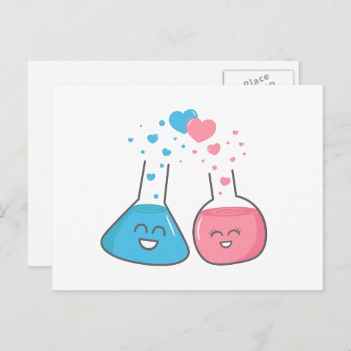 Cute flasks in love, we've got chemistry postcard | Zazzle