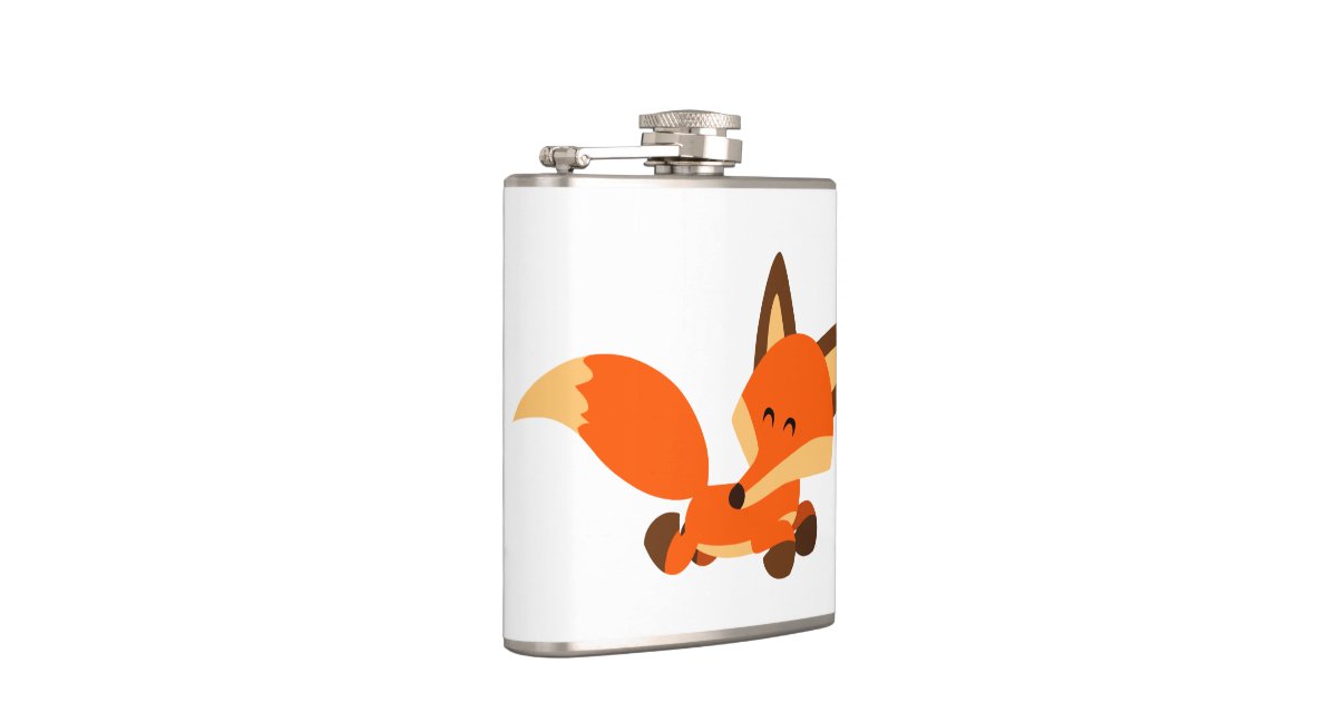 Cute Fleet Cartoon Fox Hip Flask | Zazzle