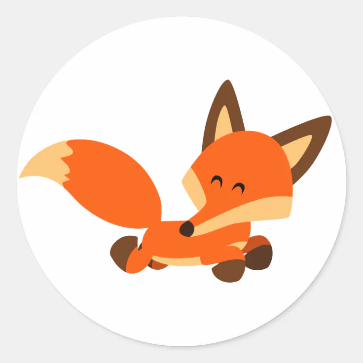 Cute Fleet Cartoon Fox Sticker | Zazzle