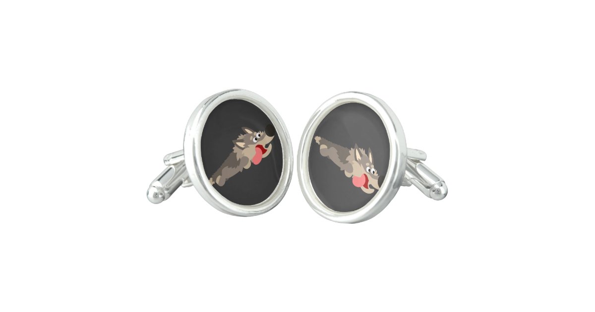 Cute Fleet Cartoon Wolf Cufflinks | Zazzle