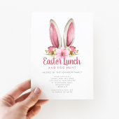 Cute Floral Bunny Ears Easter Lunch Invitation | Zazzle