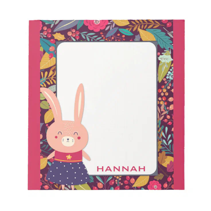 Cute Floral Bunny Rabbit Notepad | Zazzle