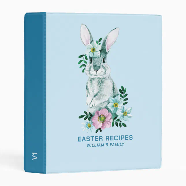 Cute Floral Easter Bunny Illustration Mini Binder | Zazzle