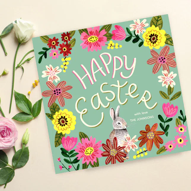 Cute floral Easter Holiday Card | Zazzle