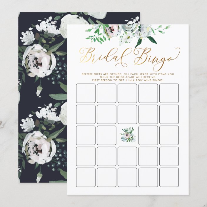 Cute Floral Gouache Boho Bridal Shower Bingo Game Invitation | Zazzle.com
