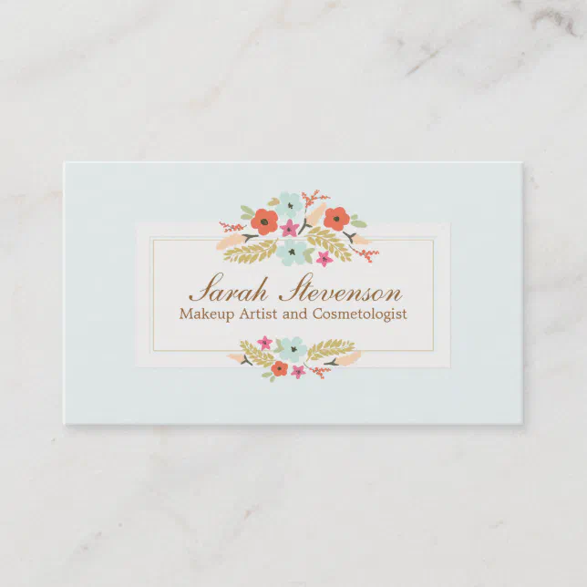 Cute Floral Light Blue Business Card | Zazzle