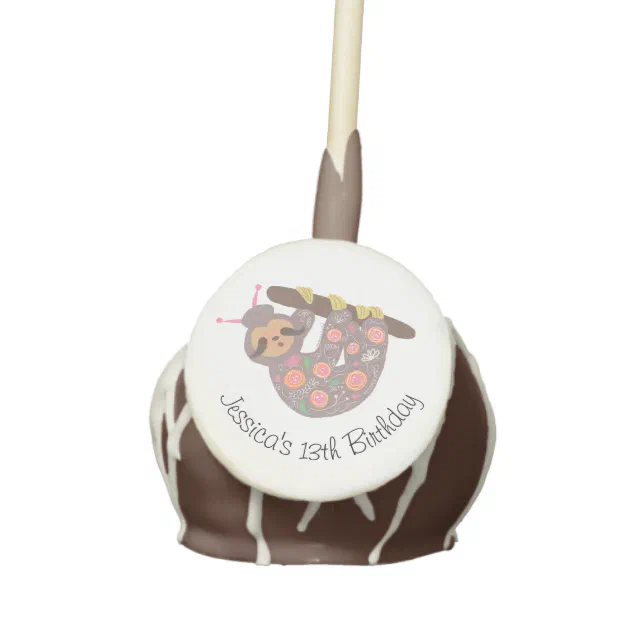 Cute Floral Sloth Party Birthday Party Cake Pops | Zazzle