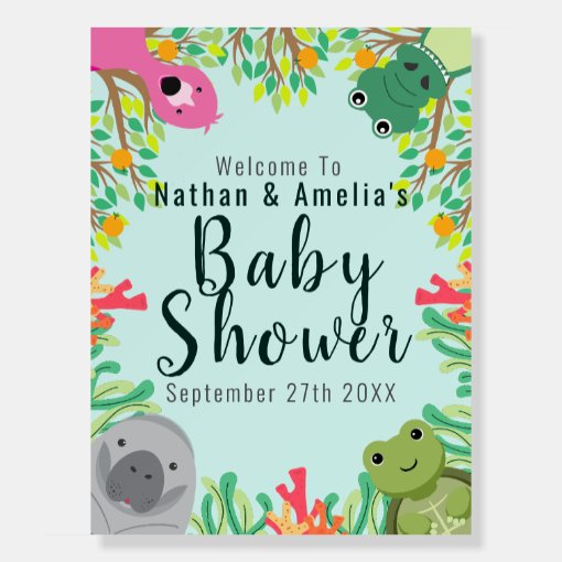 Cute Florida Animals Baby Shower Welcome Sign | Zazzle
