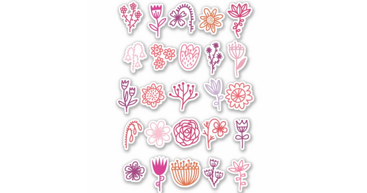 Cute Flower Doodle Sticker | Zazzle