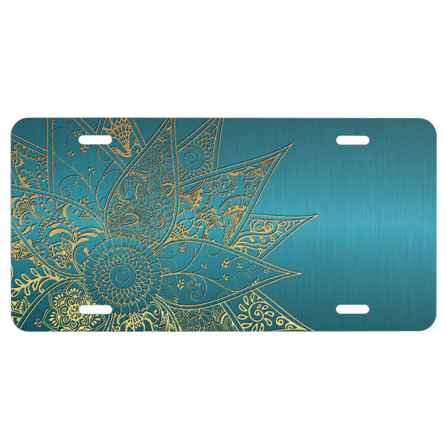 Cute flower henna hand drawn design license plate | Zazzle