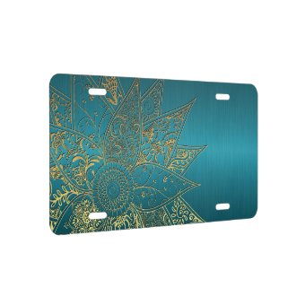 Cute flower henna hand drawn design license plate | Zazzle