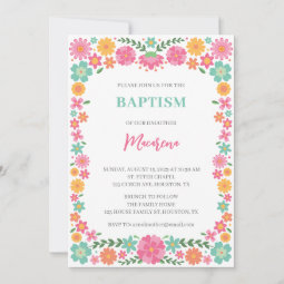 Cute flowers girl Baptism Invitation | Zazzle