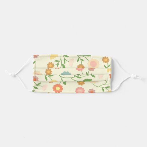 Cute Flowers Ivory Floral Pattern Adult Cloth Face Mask | Zazzle