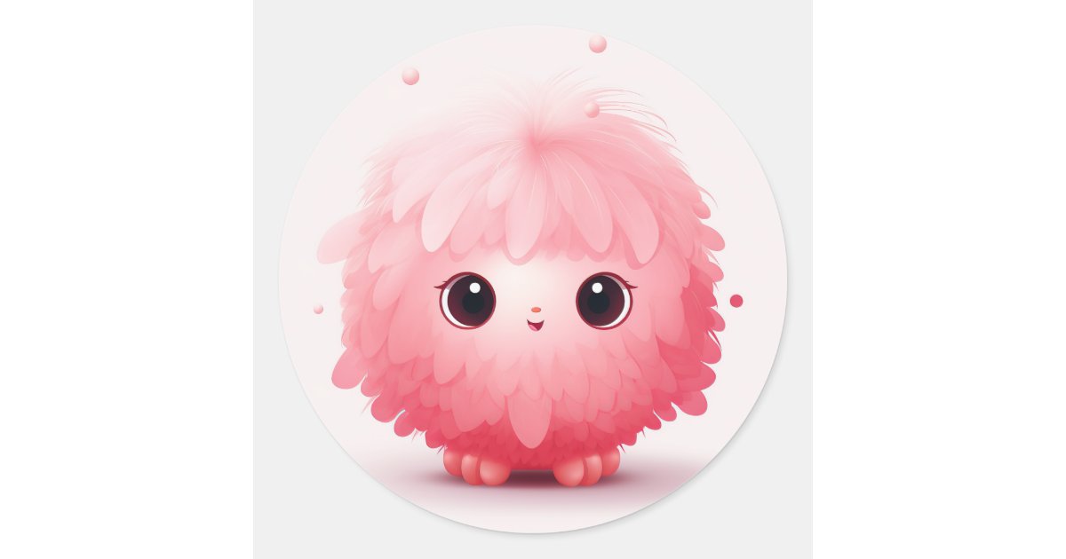 Cute Fluffy Ball Cartoon Stickers | Zazzle