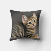 Cute fluffy tabby cat baby throw pillow | Zazzle