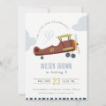 Cute Fly Over Airplane Cloud Heart Birthday Invite | Zazzle