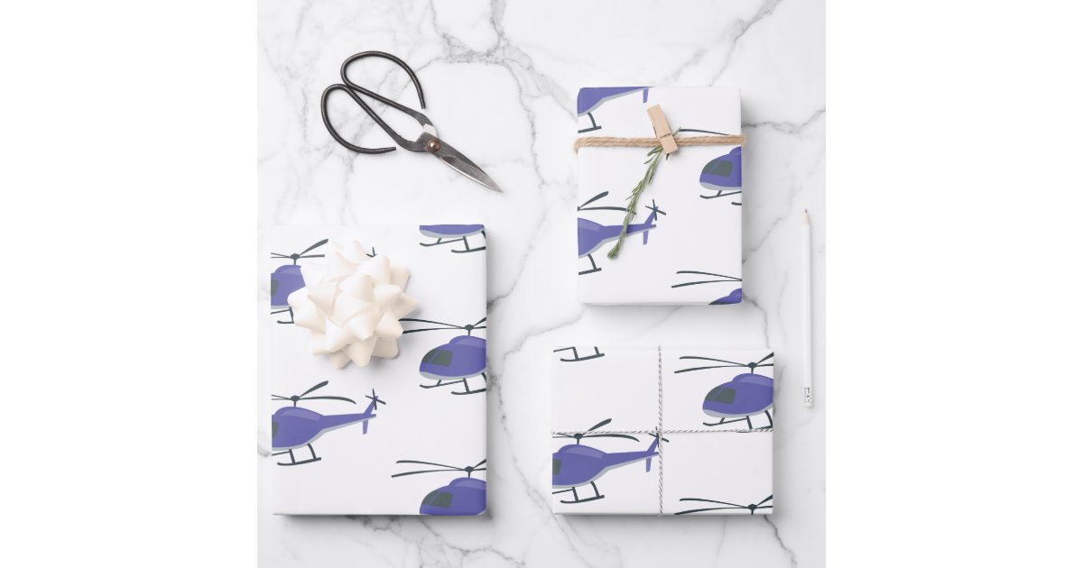 Cute Flying Helicopter Wrapping Paper Sheets | Zazzle