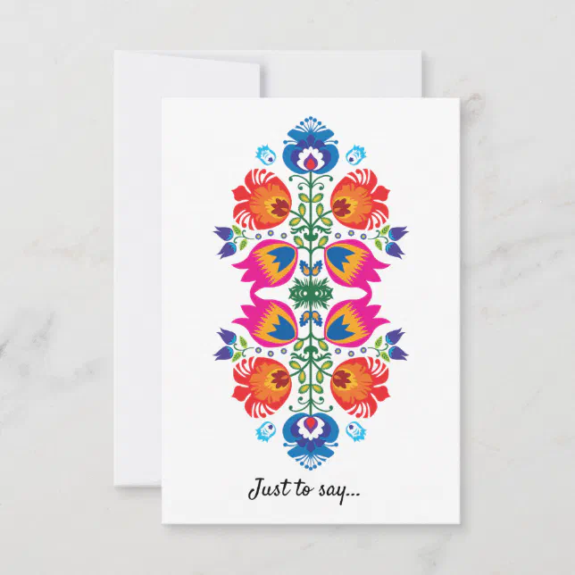 Cute Folklore Just to say... Thank You Card | Zazzle