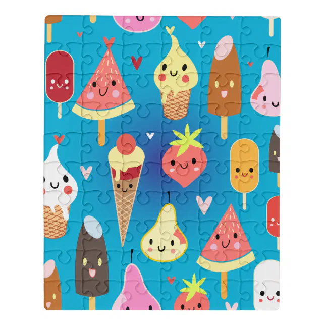 Cute food characters clipart jigsaw puzzle | Zazzle