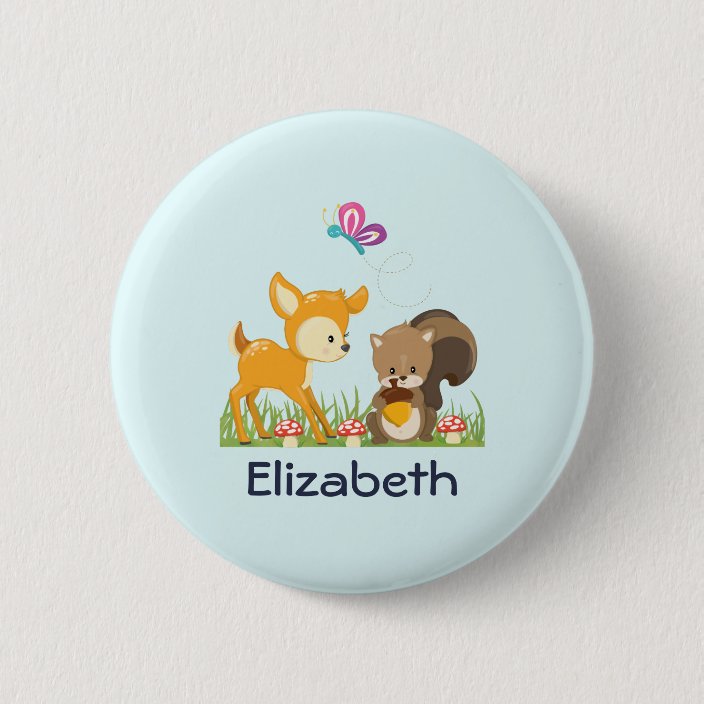 Cute Forest Animals Whimsical Cartoon Button | Zazzle.com