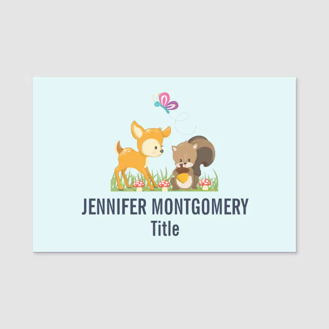 Cute Forest Animals Whimsical Cartoon Name Tag | Zazzle