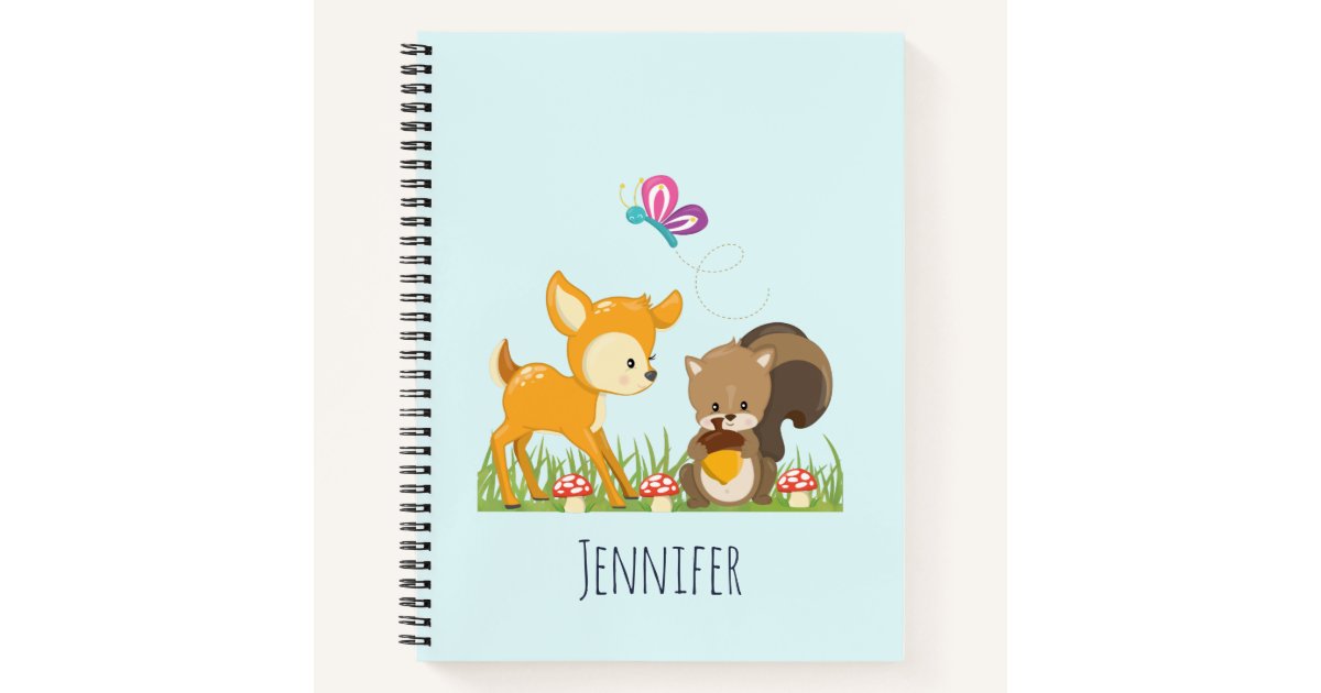 Cute Forest Animals Whimsical Cartoon Notebook | Zazzle