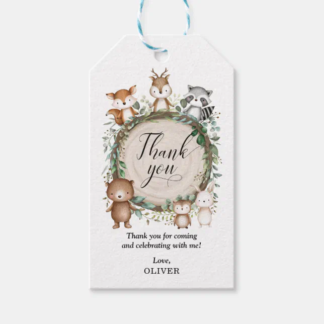 Cute Forest Animals Woodland Birthday Party Gift Tags | Zazzle