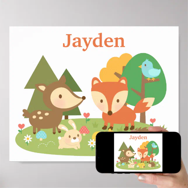 Cute Forest Woodland Animal Kids Room Décor Poster | Zazzle
