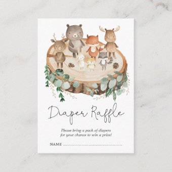 Cute Forest Woodland Animals Diaper Raffle Enclosure Card | Zazzle