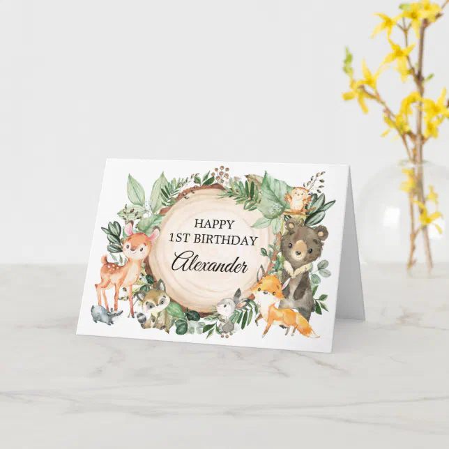 Cute Forest Woodland Animals Happy Birthday Card | Zazzle