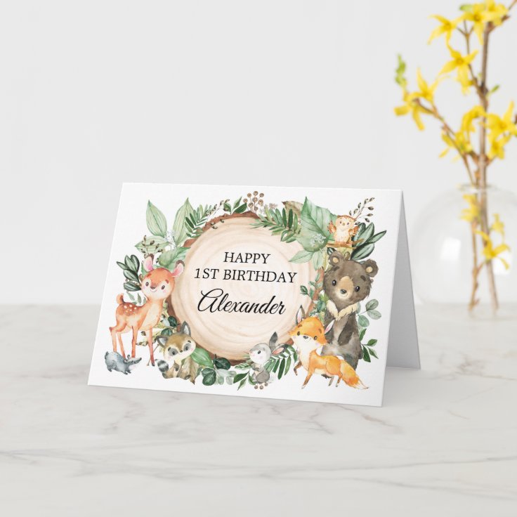 Cute Forest Woodland Animals Happy Birthday Card | Zazzle